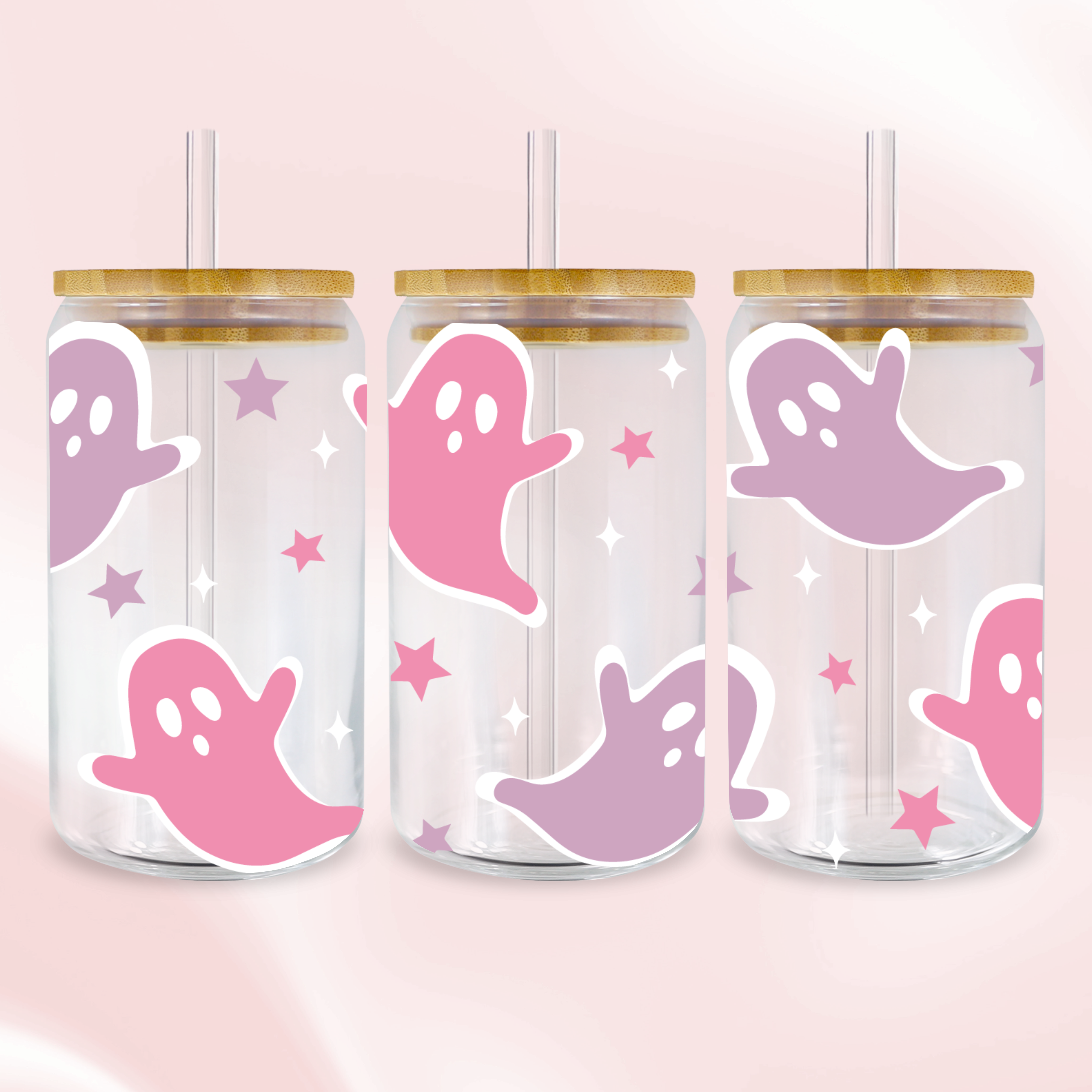 Pink & Purple Ghosts Wrap - Full Color UV DTF Wrap Easy Apply Permanen